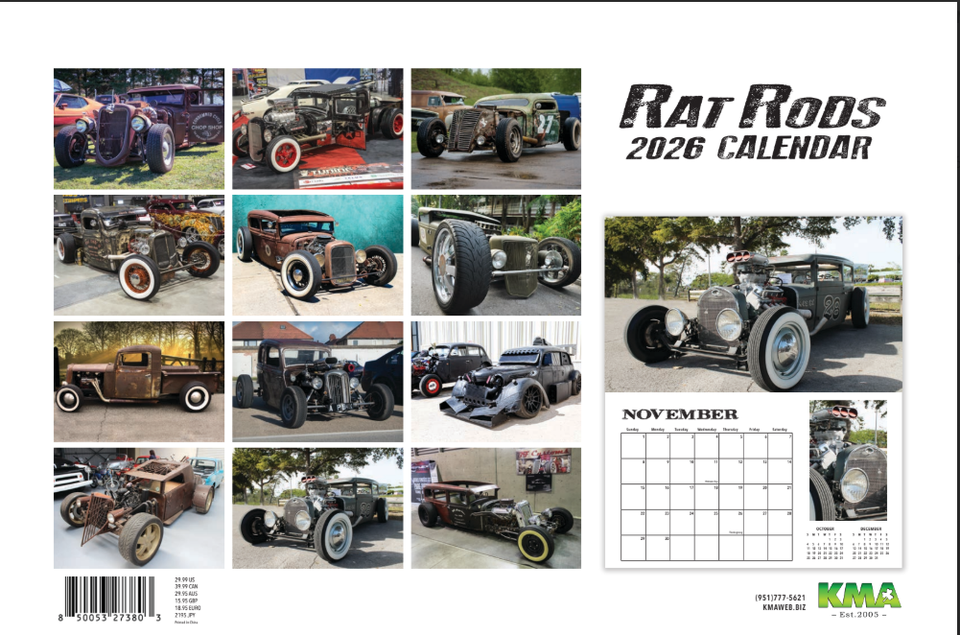 2026 RAT RODS GARAGE CALENDAR rusty cars old vintage air tools mechanic ...