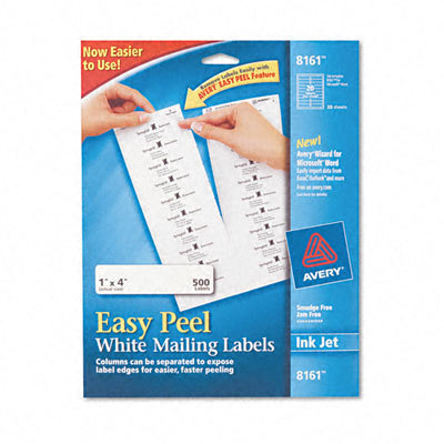 Avery Dennison Ave-8161 Easy Peel White Mailing Label - 1" Width X 4 ...