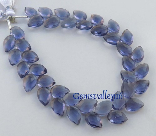 Iolite Hydro Quartz Glass Beads 10x7mm Glass Faceted Diagonal Drilled ...