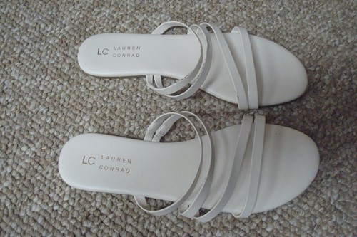LC Lauren Conrad Jade White Strappy Slip On Flat Sandals. Summer Shoes ...