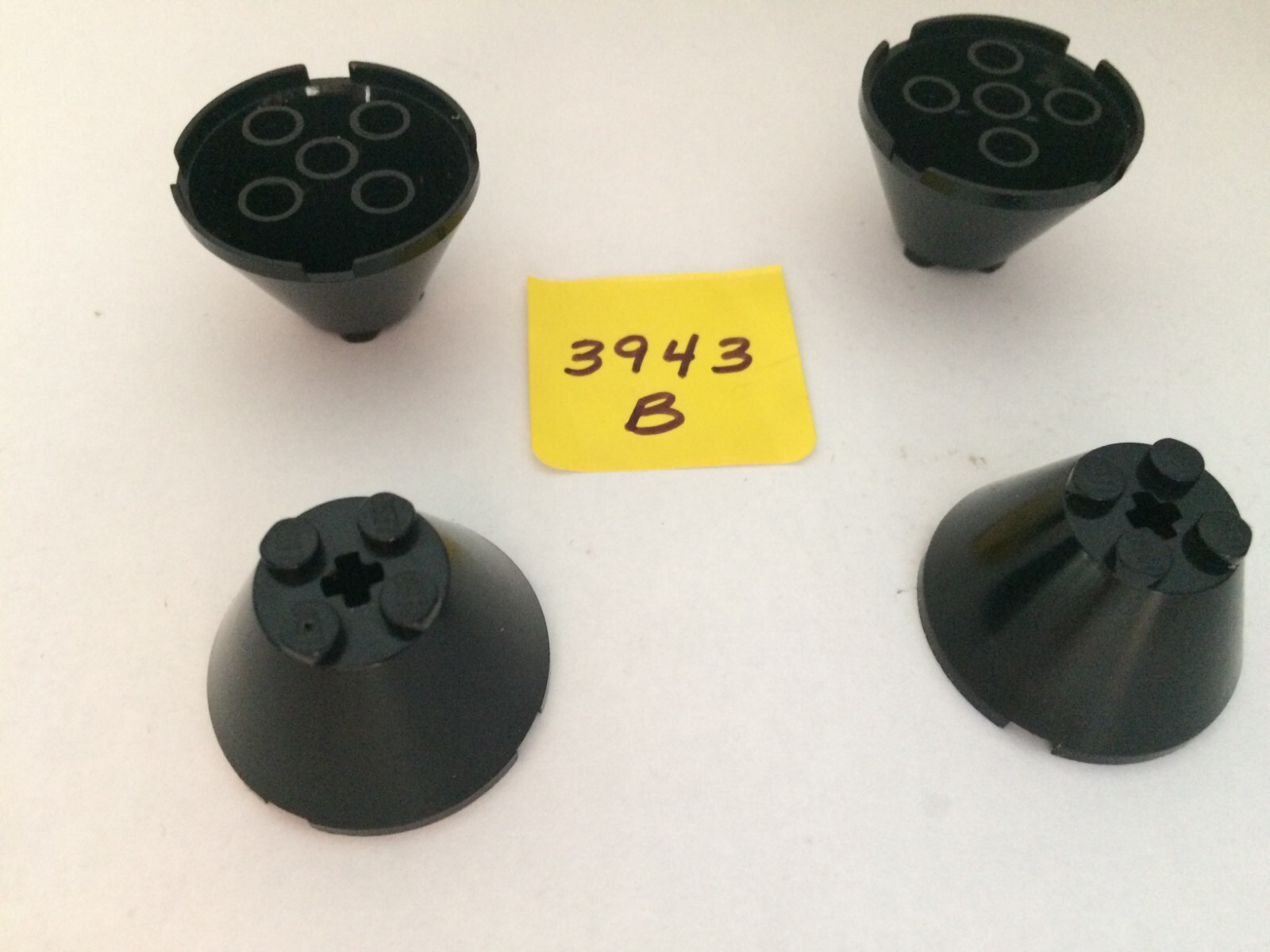 LEGO (4x pcs) LOT black Cone 4 x 4 x 2 with Axle Hole [Plain] item ...