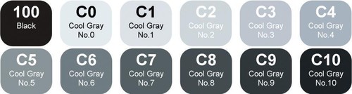 Copic Classic Twin Marker 12 Piece Set Cool Gray Artist Markers | eBay