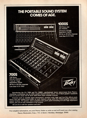 vtg 70s PEAVEY MIXER MAGAZINE PRINT AD 1000S 700S Portable Sound System ...