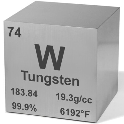 0.5" Inch Pure Tungsten Density Element Metal Cube Engraved Periodic ...