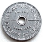 US STATE OF WASHINGTON 10 Cents or Less 1935 TAX Token 22.6mm 1.4g Al ...