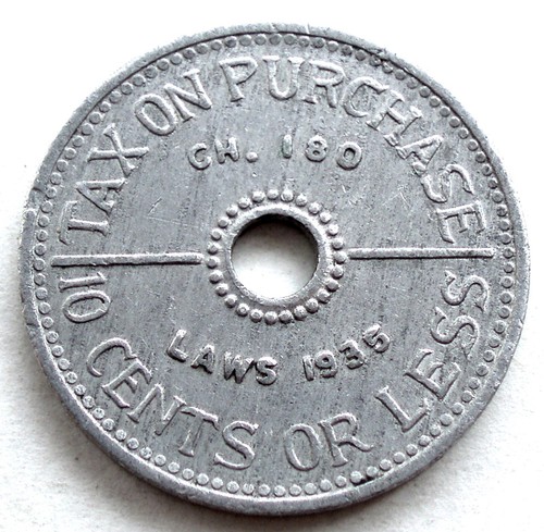 US STATE OF WASHINGTON 10 Cents or Less 1935 TAX Token 22.6mm 1.4g Al ...