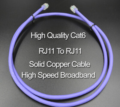 1M Cat6 Modem cable BT Infinity VDSL RJ11 to RJ11 solid copper smart ...