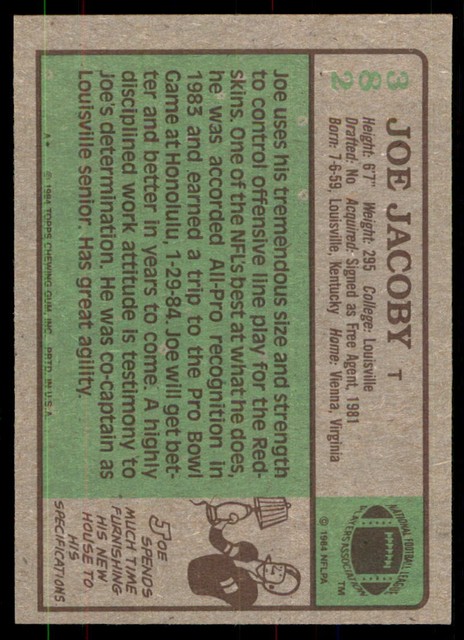 1984 Topps - #382 Joe Jacoby for sale online | eBay