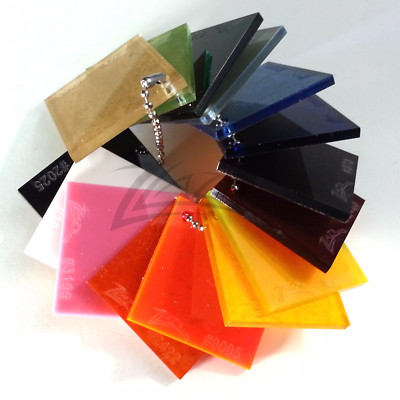 (1 set) SAMPLE PIECES 1/8"x1.3"x1.3" 25 Colored Acrylic Plastic ...