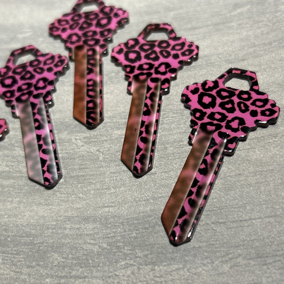 5X-DIVA PINK LEOPARD KEYS Uncut NEW House Key Blanks HOUSE SCHLAGE SC-1 ...