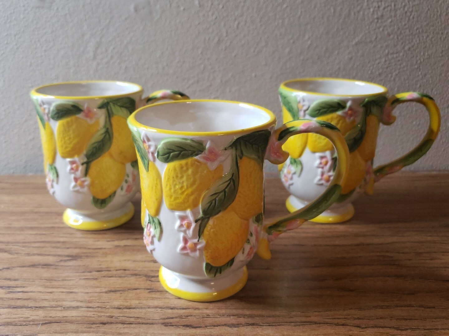 Set of 3 Temptations by Tara Figural Fruit Lemons 12oz Coffee Mugs Tea ...