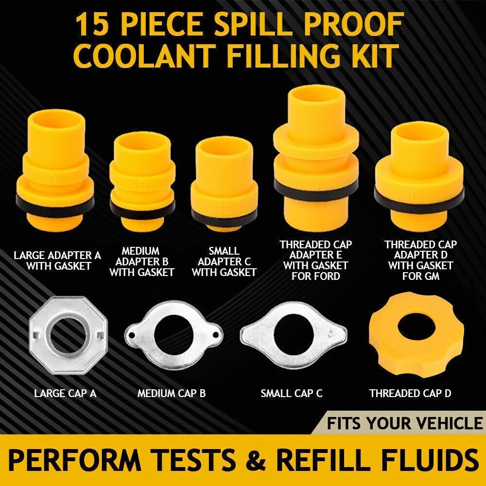 15X Spill Proof Radiator Coolant Filling Funnel Kit Car Fluid Cooling ...