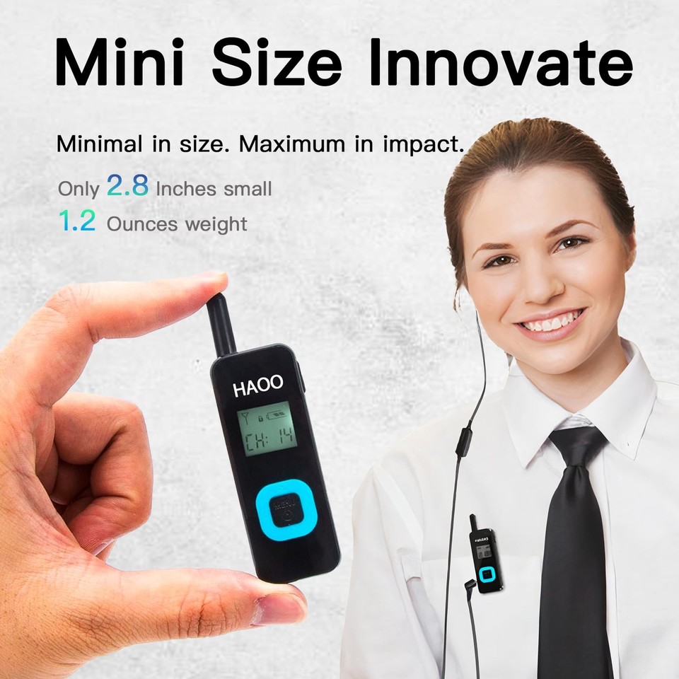 Ultra Mini Walkie Talkies LCD Display Two Way Radio with Earpieces, 22 ...