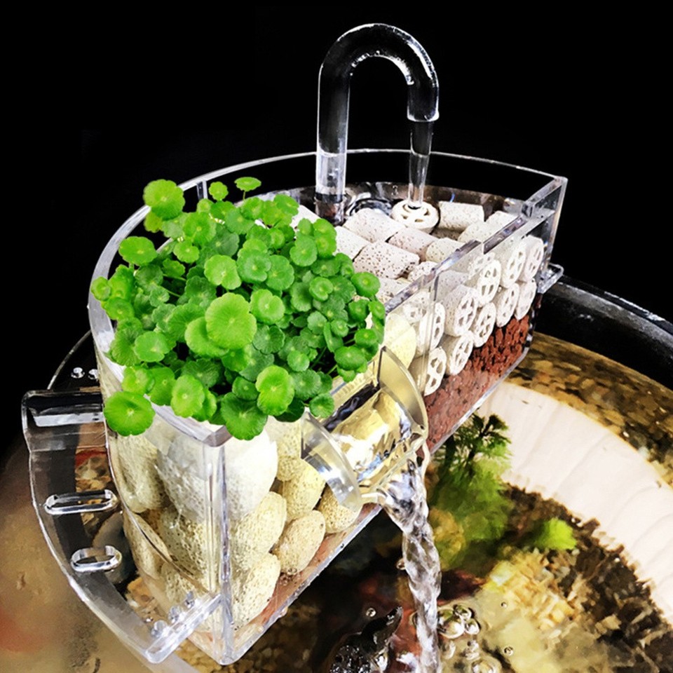 Submersible Aquarium Filter Fish Tank Air Pump Corner Activated Carbon ...