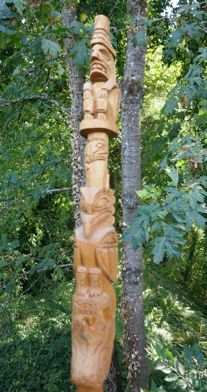 Vintage Native Rick Williams (Nuu-chah-nulth) Hand Carved Cedar Walking ...