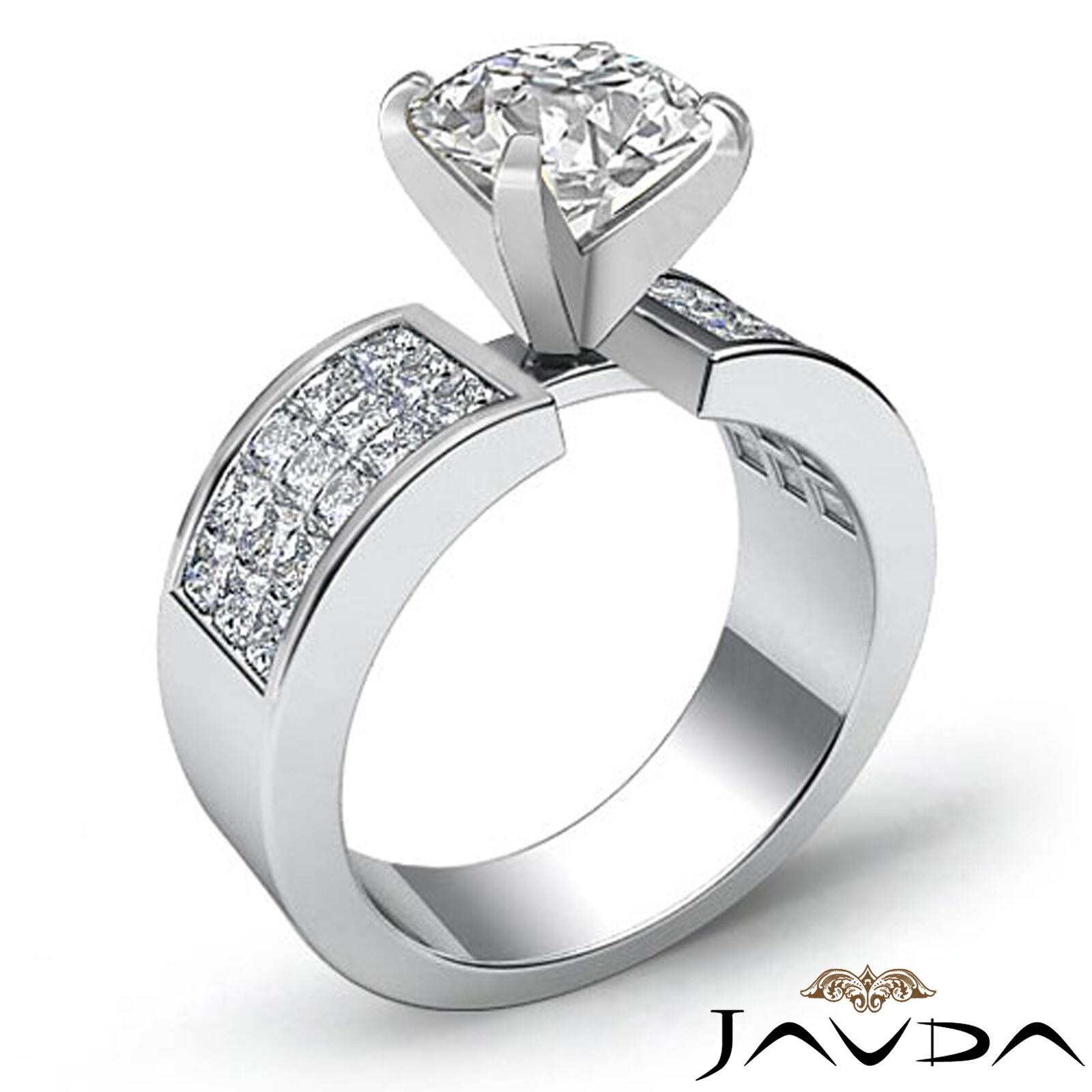 4 Prong Invisible Set Round Diamond Engagement Ring GIA Certified G SI1 ...