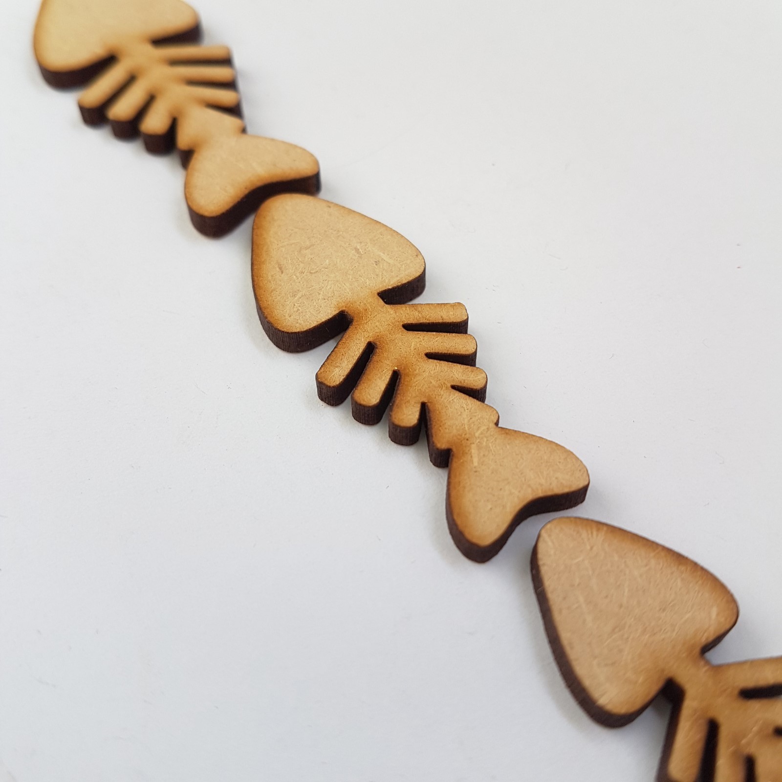 Wooden MDF Fish Bone Shape Craft Embellishments Decoration Heart Gift ...