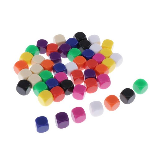 50Pieces Square Edge Blank Dices D6 Six Sided RPG Gaming Dice Gift 16mm ...