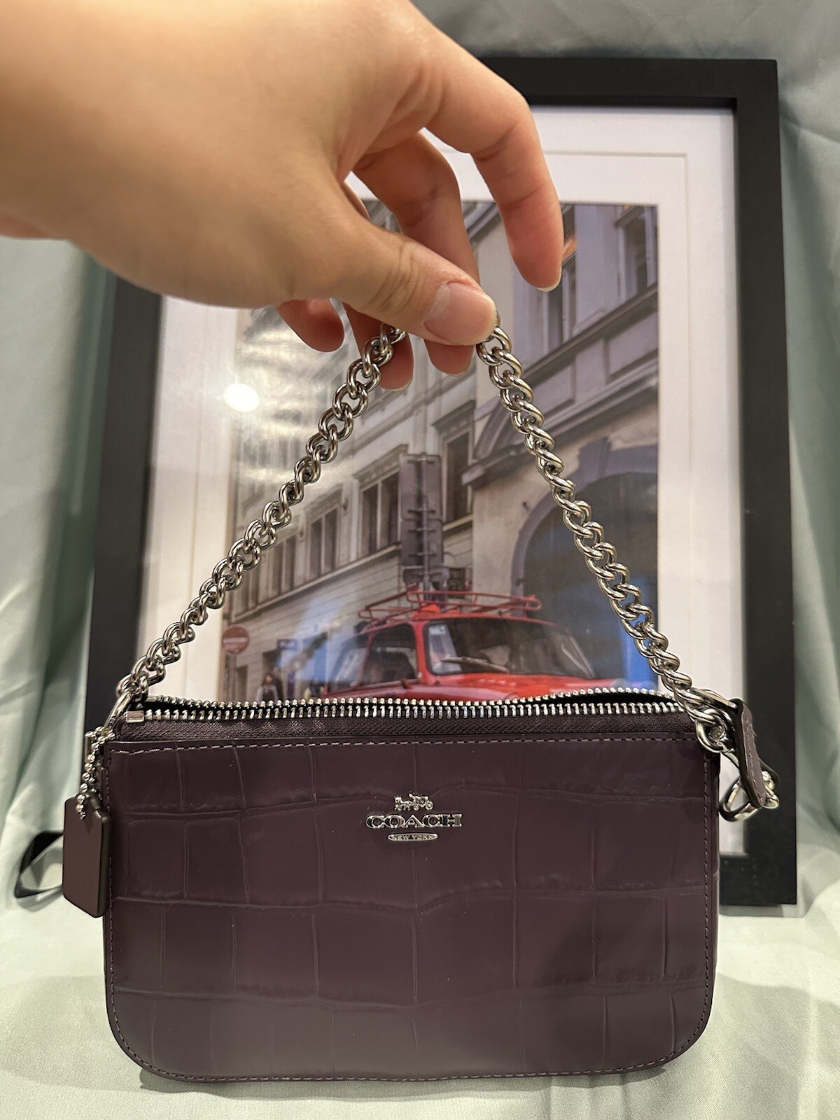Coach Nolita 19 Crocodile Embossed Shoulder Bag Leather Clutch Chain ...
