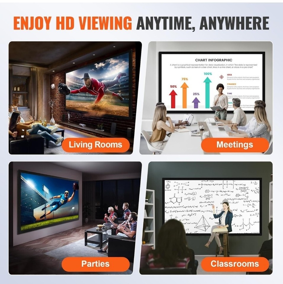 Projection Screen 120inch 16:9 Movie Screen Fixed Frame 3D Projector ...