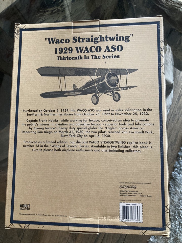 Wings Of Texaco " Waco Straightwing" 1929 Waco ASO Diecast Special Ed ...