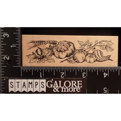 PSX Rubber Stamps G-1632 THANKSGIVING FALL GOURDS SQUASH PUMPKINS WHEAT ...