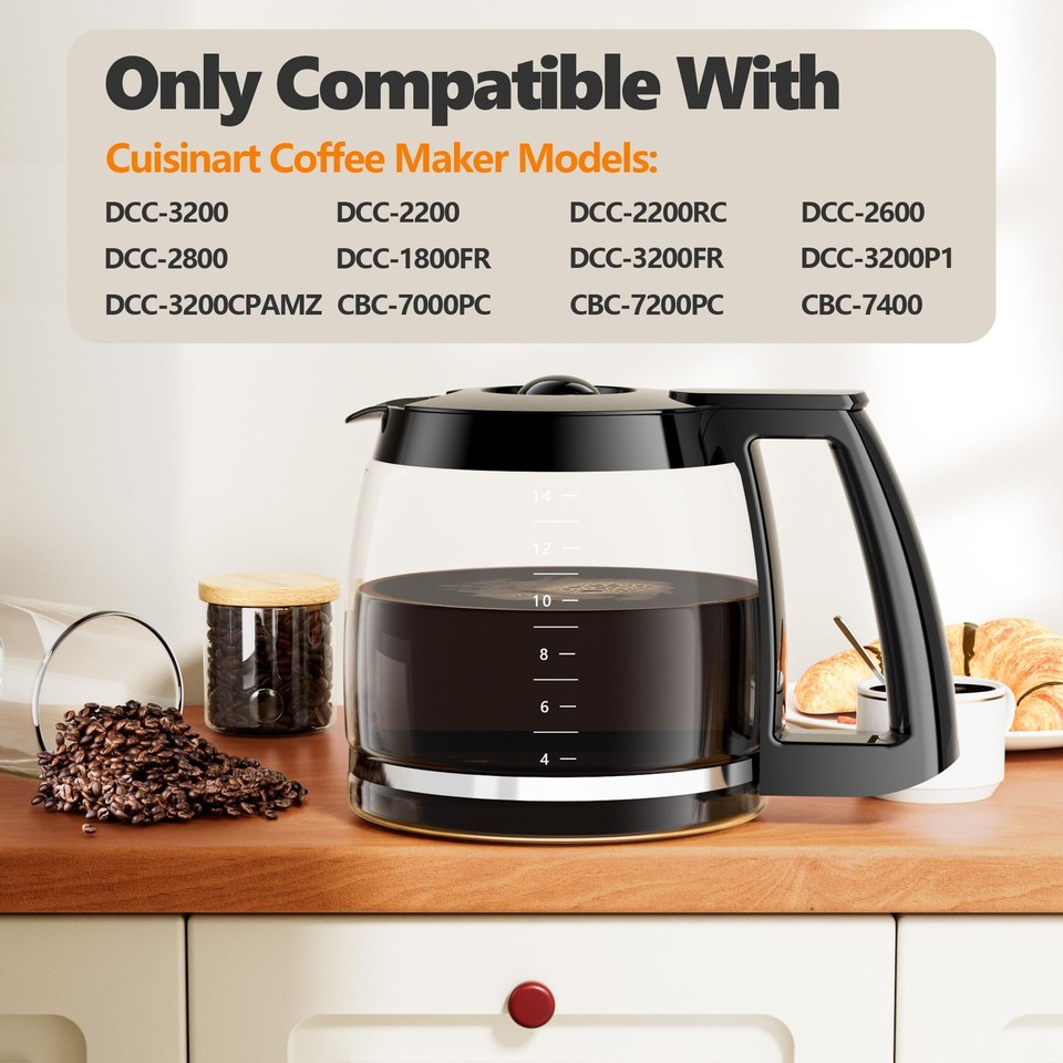 14 Cup Coffee Pot Replacement Compatible with Cuisinart Coffee Makers ...