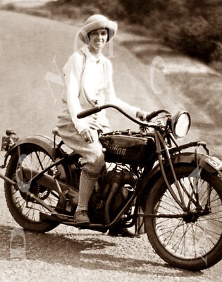 ANTIQUE WOMAN ON EARLY INDIAN MOTORCYCLE 8X10 REPRODUCTION PHOTO PRINT ...