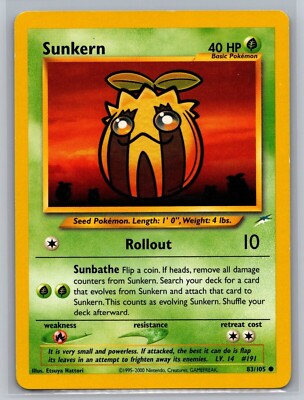 Sunkern Vintage Pokemon Neo Destiny TCG Card 83/105 | eBay