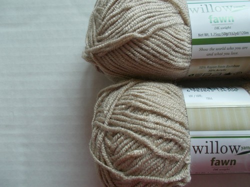 Willow Yarns Fawn bamboo blend DK yarn, Acorn, lot of 2 (132 yds each ...