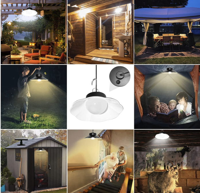 Solar Pendant Lights Outdoor Indoor Dusk to Dawn Solar Powered Shed ...