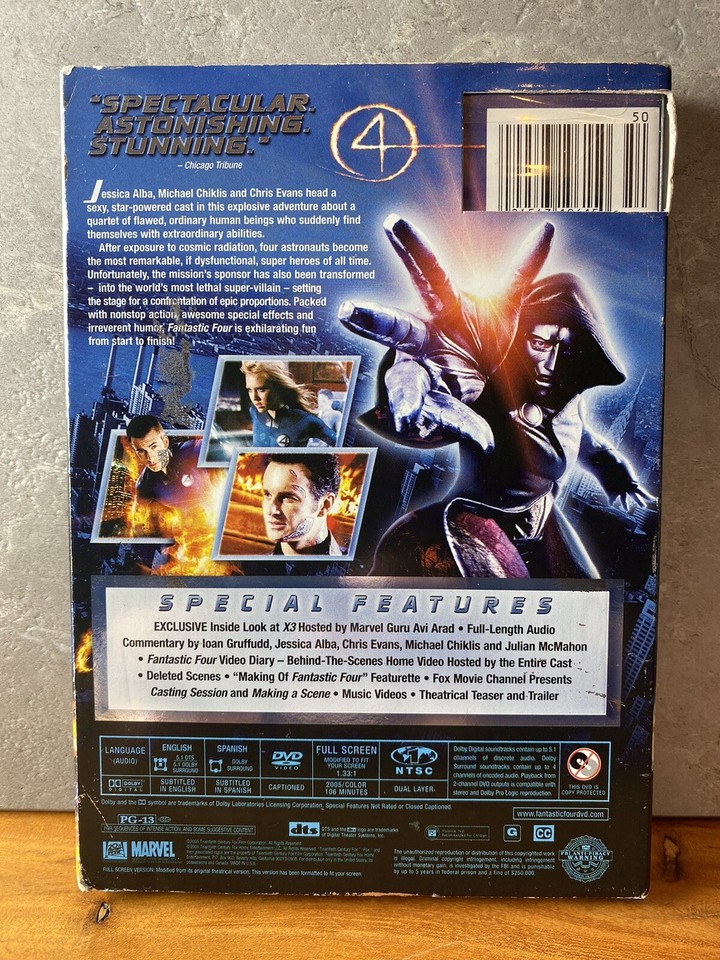 (New/Sealed) Fantastic 4 (DVD, 2005, Full Screen Edition) [Marvel ...
