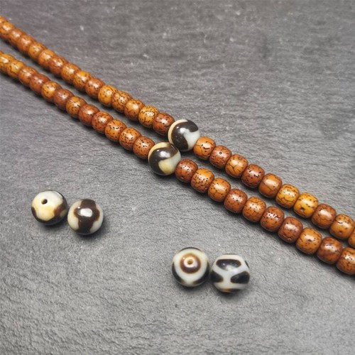 Pair of Tibetan Round Dzi Bead,Spacer Marker Beads for Mala,Necklace,0. ...