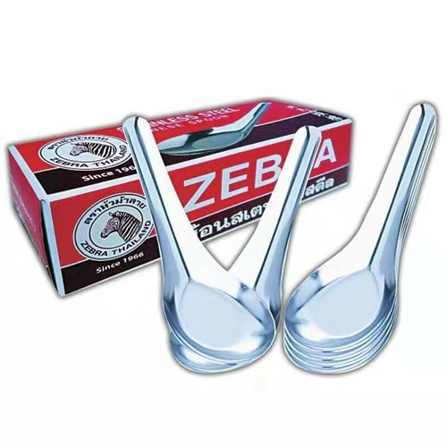 ZEBRA Soup Spoon Thai Chinese Stainless Steel Food Dessert Kitchen Reg ...