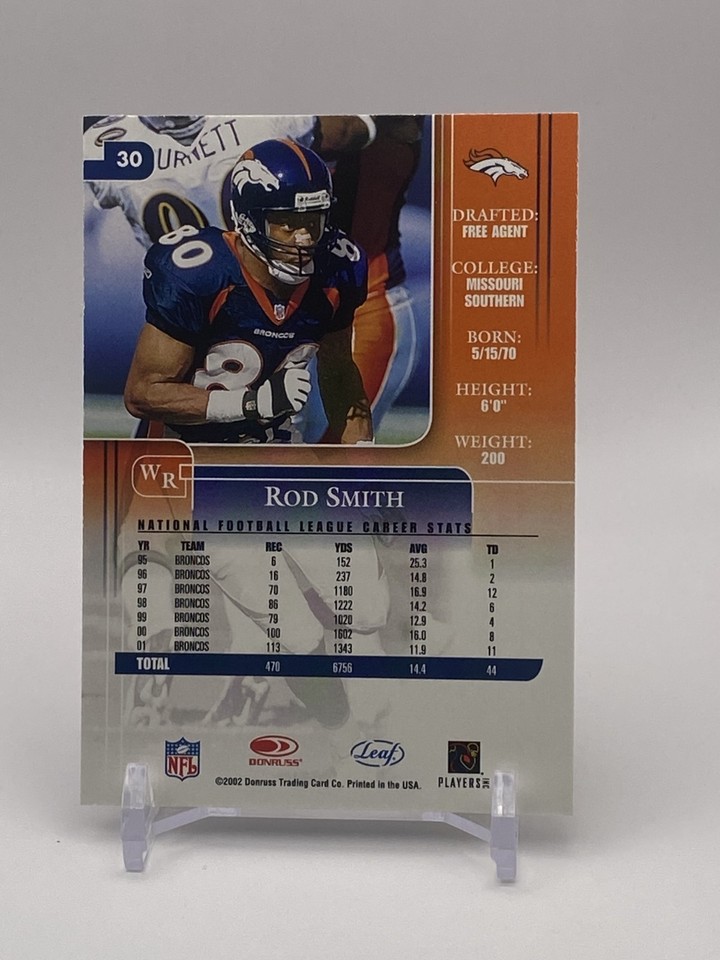 ROD SMITH 2002 LEAF ROOKIES & STARS FOOTBALL CARD # 30 | eBay
