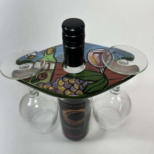 Kelly Jo Pottery Hand-Painted Wine Butler Holder Signed Chateau Ste ...