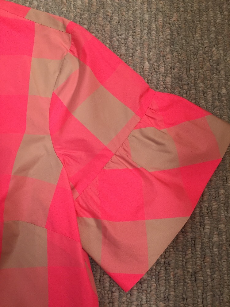 JCREW Ruffle Sleeve Top Neon Buffalo Check Soft Blossom Capri 0 F9101 ...