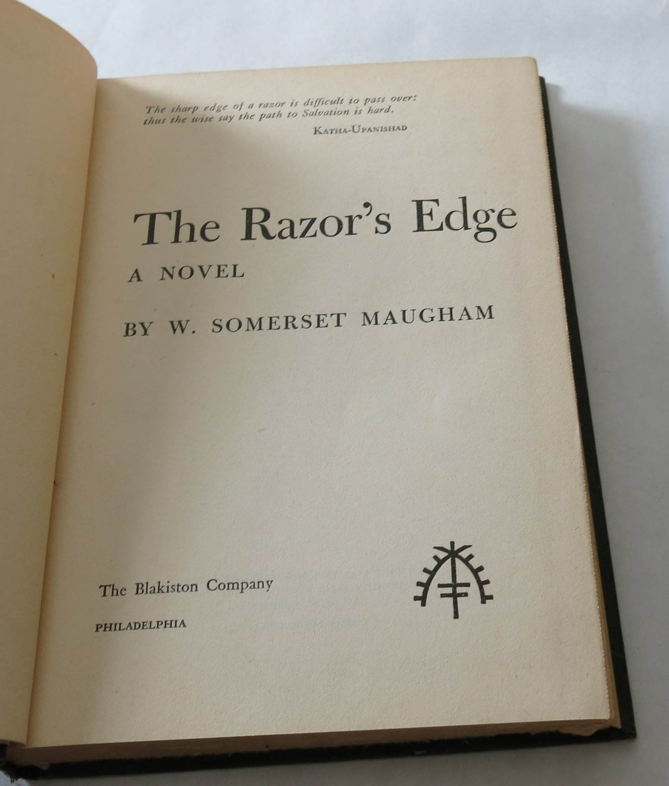 The Razor's Edge W. Somerset Maugham Book Blakiston Facsimile Signature ...