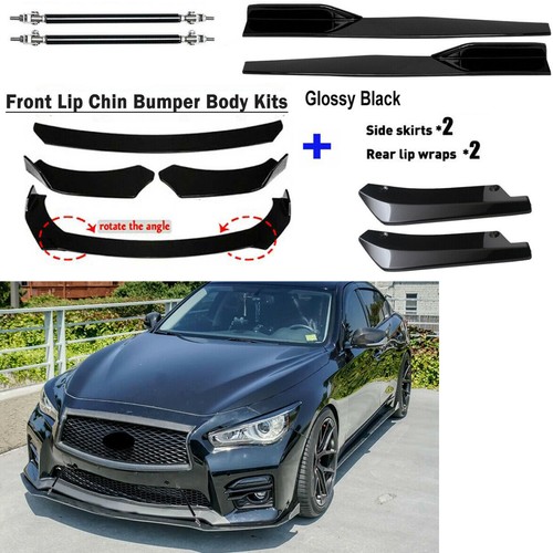 Front Bumper Lip Chin Spoiler Splitter Side Skirt+Rear Lip For Infiniti ...