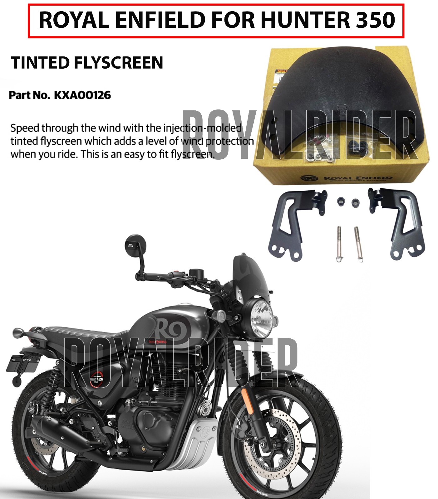 Fits Royal Enfield HUNTER 350 "TINTED FLYSCREEN' | eBay
