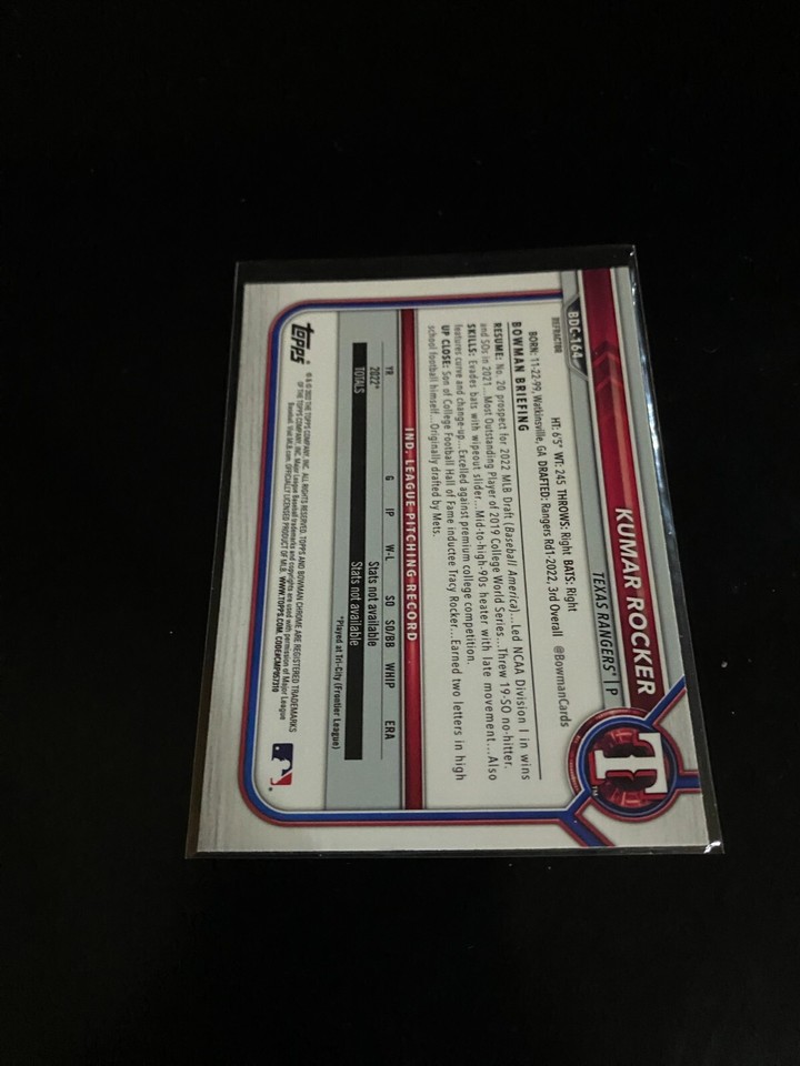 Kumar Rocker 2022 Bowman Draft Chrome Refractor BDC-164 | eBay