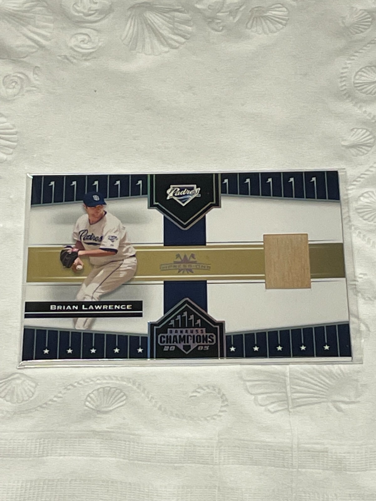 Brian Lawrence relic BAT patch baseball card 2005 Donruss Champions #33 ...