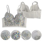 Women Sexy Shiny Diamond Rhinestones Bra Corset Bustier Crop Tank Top ...