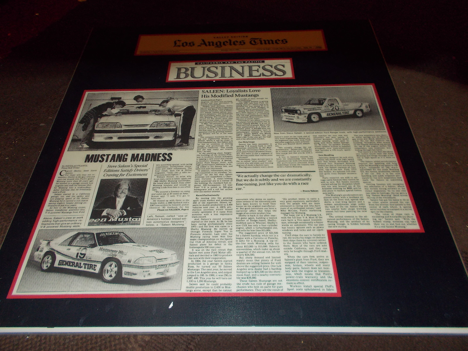 1988 SALEEN FORD MUSTANG RANGER LOS ANGELES TIMES ORIGINAL DEALERSHIP ...