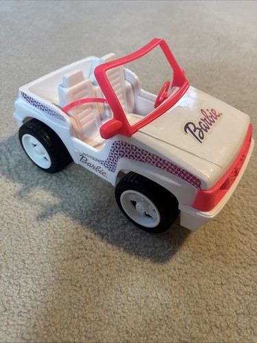 Vintage 1994 MATTEL Pink/White Barbie Doll Jeep Beach Cruiser Toy Car ...