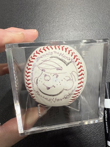 Marcus Hamilton/Ron Ferdinand Signed Sketch Baseball PS Dennis The ...