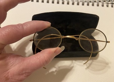 Antique Gold Frame Eyeglasses Round With Case | eBay
