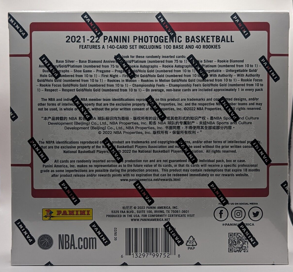 2021-22 PANINI PHOTOGENIC NBA BASKETBALL SEALED HOBBY BOX Online Debut ...