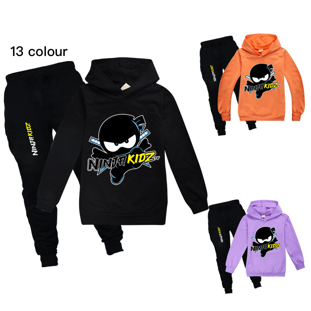 Kids NINJA KIDZ Hoodie Tracksuit Set Boys Hooded Jumper Top+Pants Suits ...