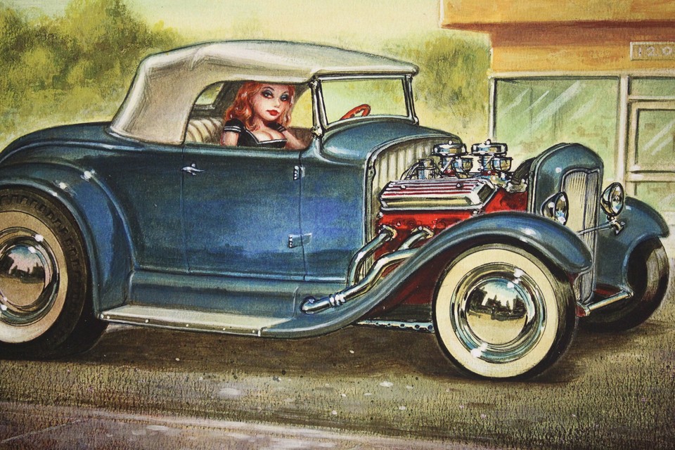 Out of Print Signed Keith WEESNER poster vtg 1930 1931 Ford Hot Rod ...